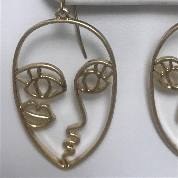 Jewelry | Minimalist Abstract Face Earrings In Gold | Poshmark